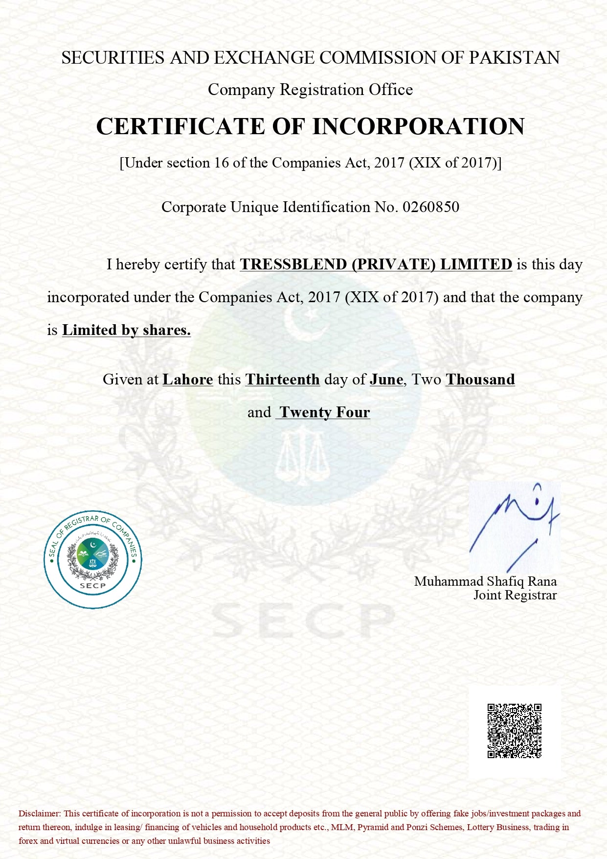 Certification – tressblend